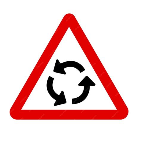 순환 교차로 경고 표시 터 일러스트 트래픽 표지 프리미엄 벡터