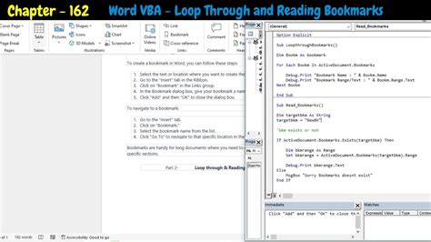 Word Vba Looping Through And Reading Bookmarks Youtube