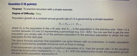 Solved Question 2 6 Points Purpose To Practice Recursion