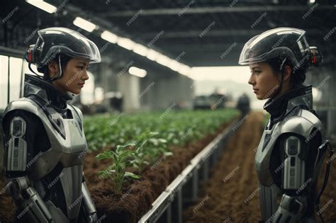 Premium Photo Future Farming Robot Farmers Represent Agriculture Technology And Farm