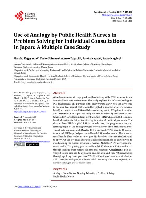 Pdf Use Of Analogy By Public Health Nurses In Problem Solving For