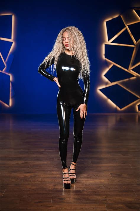 Latex Catwoman Bodysuit Zipper Catsuit Female Black Costume Outfit Etsy