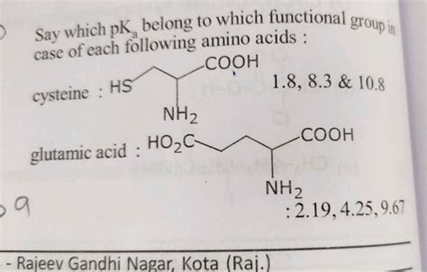 Say Which Pka Belong To Which Functional Group In Case Of Each Following