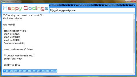 Choosing The Correct Type Short C Code Example Youtube