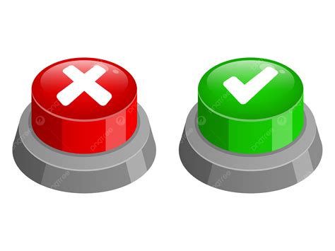 Set Of Wrong And Right Buttons In Green Red Color With Simple Style Vector Accepted Rejected