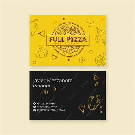 피자 레스토랑 명함 서식 파일 무료 벡터