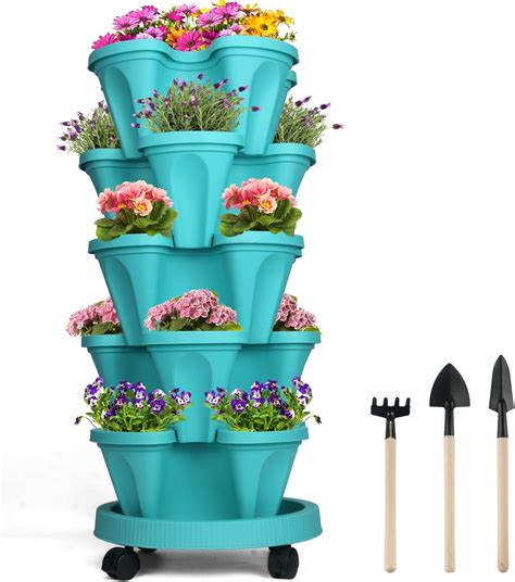 Stackable Planters Self Watering Tower T4u 5 Tier Vertical Stackable