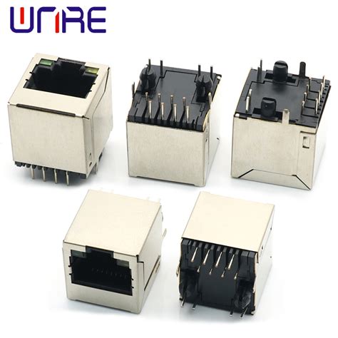 China Network Socket Connector Interface Rj45 524 With Light And Shell Rear Foot 8p8c Socket