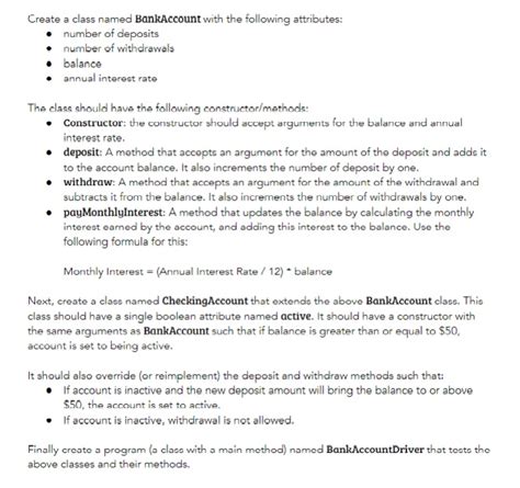 Solved Create A Class Named Bankaccount With The Following