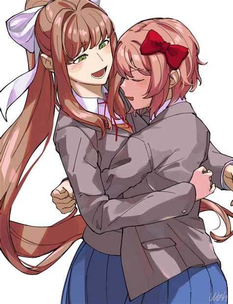 Monika And Sayori Doki Doki Literature Club Drawn By Shishimaeichi