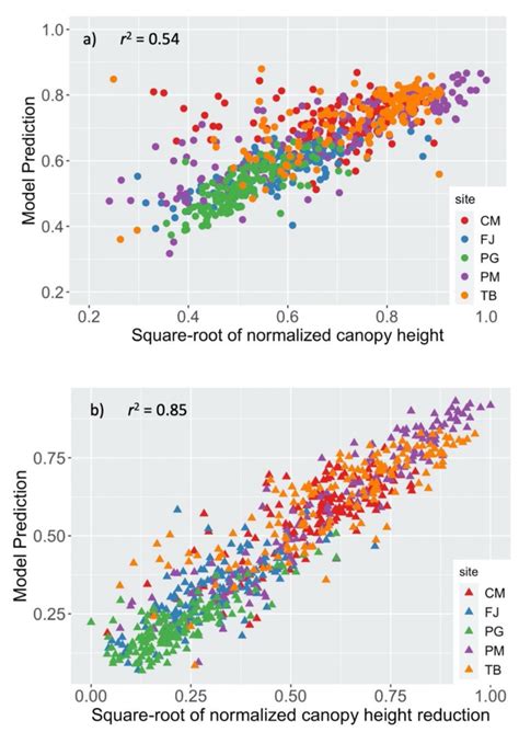 A Model Predicted Versus Lidar Derived Pre Hurricane Canopy Height Download Scientific