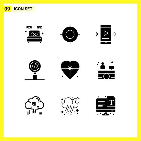 9 Universal Solid Glyphs Set For Web And Mobile Applications Programming Coding Travel Code