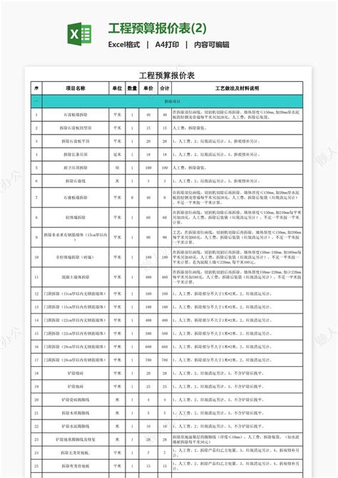 工程预算报价表 2 免费下载 懒人办公