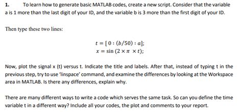 Solved 1 To Learn How To Generate Basic Matlab Solutioninn