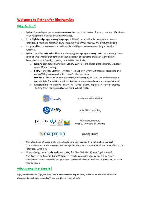 Python Anaconda Jupyter Notebook Variables Welcome To Python For Biochemists Why Python