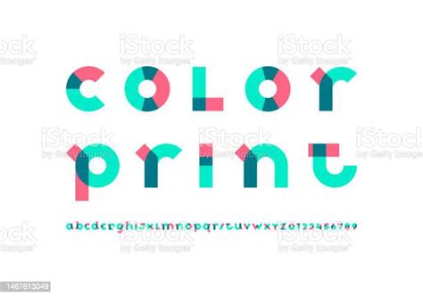 아트 글꼴 추상 알파벳 A에서 Z까지의 트렌디 한 멀티 컬러 문자와 0에서 9까지의 숫자 벡터 일러스트 레이 션 10eps
