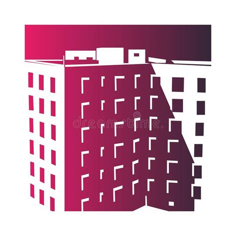 Pink Simple Unique Building Vector Icon Illustration Stock Vector