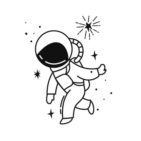 별 사이의 우주 우주를 비행하는 우주 비행사 벡터 일러스트 레이 션 프리미엄 벡터