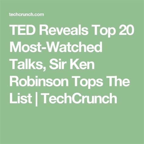 Ted Reveals Top 20 Most Watched Talks Sir Ken Robinson Tops The List