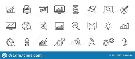 Set Of 24 Data Analysis Web Icons In Line Style Graphs Analysis Big Data Growth Chart