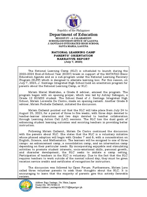 Narative Report Nlc Pdf