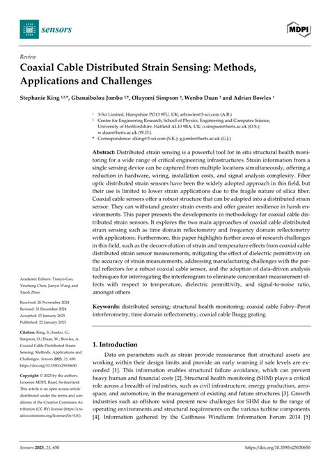 Pdf Coaxial Cable Distributed Strain Sensing Methods Applications
