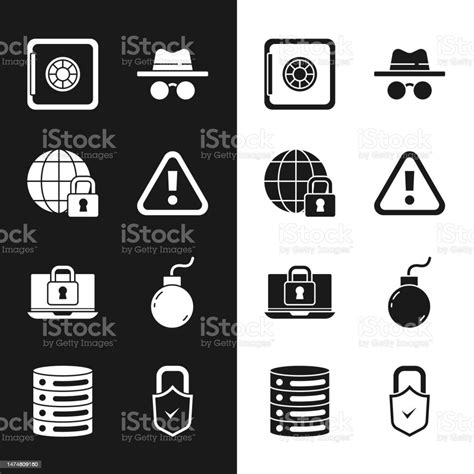 Set Exclamation Mark In Triangle Global Lockdown Safe Incognito Mode Laptop And Bomb Ready