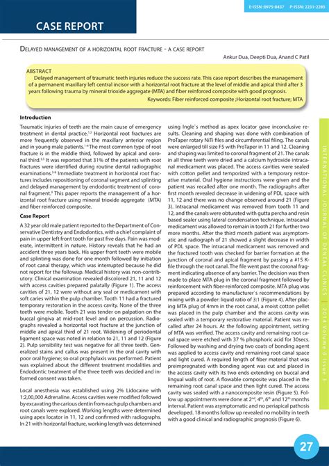 Pdf Delayed Management Of A Horizontal Root Fracture A Case Report