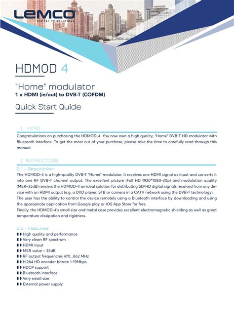 LEMCO HDMOD 4 QUICK START QUIDE Pdf Download ManualsLib