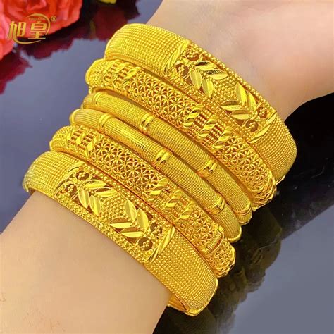 Круглые дизайнерские браслеты Xuhuang с покрытием 24 каратным золотом браслет в стиле Дубаи и