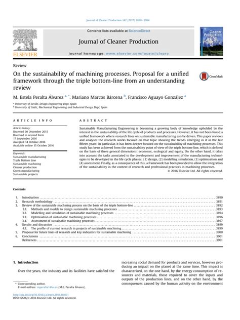 1 On The Sustainability Of Machining Processes Pdf Sustainability
