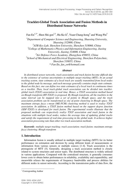 Pdf Tracklet Global Track Association And Fusion Methods In Distributed Sensor Networks
