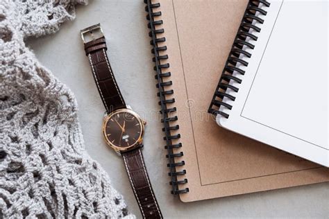 Selective Focus Table Businessman Hand Write Notebook Mobile Phone Laptop And Pen On The