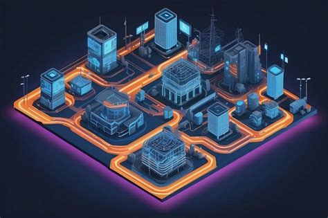 Isometric Power Grid Illustration Premium AI Generated Image