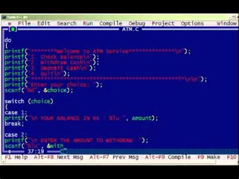 C Program To Display The ATM Transaction YouTube