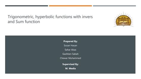 Trigonometric Hyperbolic Functions With Invers And Sum Function Ppt
