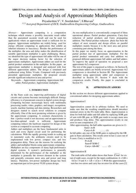 Pdf Design And Analysis Of Approximate Multipliers