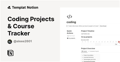 Coding Projects And Course Tracker Templat Oleh Alexandra Onose Notion