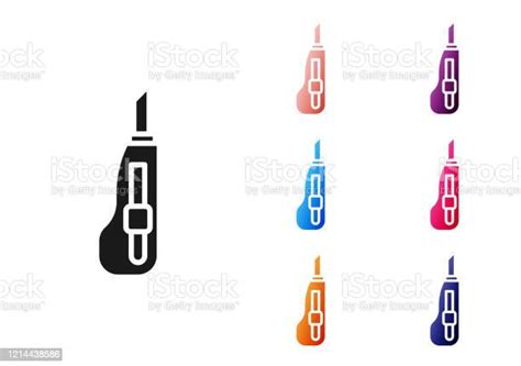 흰색 배경에 격리 된 검은 문구 칼 아이콘입니다 사무실 종이 커터 다채로운 아이콘을 설정합니다 벡터 일러스트레이션 0명에 대한 스톡 벡터 아트 및 기타 이미지 Istock