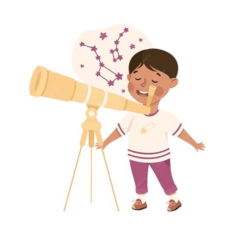 Premium Vector Cute Boy Having Astronomy Lesson Elementary School