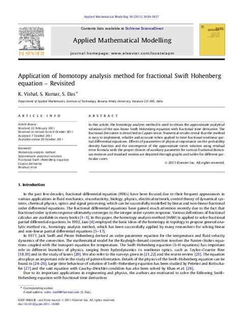 Pdf Application Of Homotopy Analysis Method For Fractional Swift Hohenberg Equation Revisited