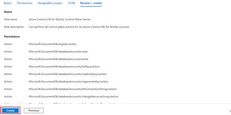 use control plane role based access control azure cosmos db for table