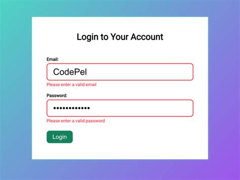 email and password validation in javascript — codepel