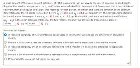 Solved A Small Amount Of The Trace Element Selenium 50 200