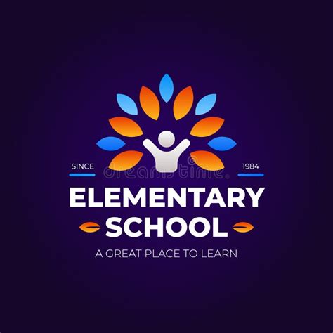 Gradient Elementary School Logo Design Vector Illustration Stock Vector