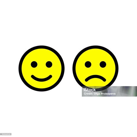 행복 하 고 슬픈 얼굴 아이콘입니다 웃는입니다 얼굴 기호입니다 플랫 스타일입니다 벡터 일러스트입니다 아이콘에 대한 스톡 벡터