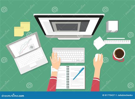 Human Hands Typing On The Computer Keyboard Financial Report Stock Vector Illustration Of