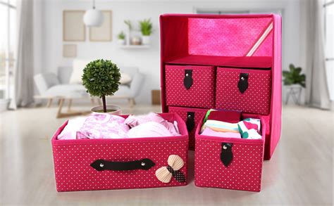EASYDEX Foldable Fabric Drawer Square Storage Box Multicolor X X Cm Amazon In