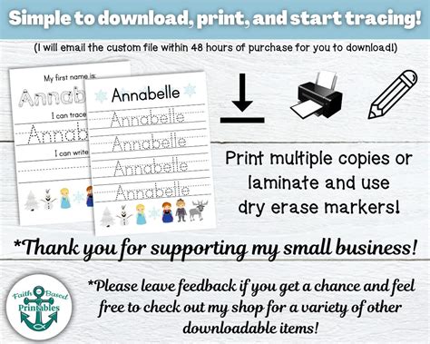 Custom Name Tracing Sheets Handwriting Practice Sheet Ice Etsy