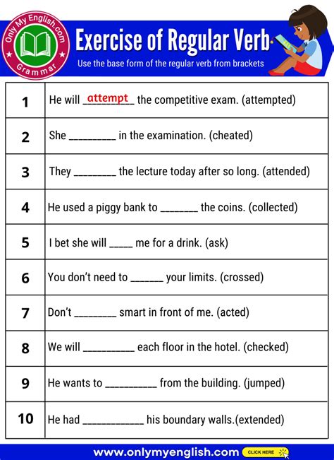 Exercise Of Regular Verb With Answers Exercise Of Regular Verb With Answers